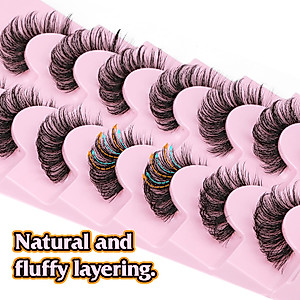 Lashes Natural Look False Eyelashes D Curl 16mm Lashes 3D Wispy Faux Mink Eyelashes with Clear Band Fake Eye lashes 7 Pairs by Goddvenus