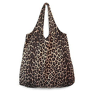Heesch Tote Bag Leopard Hobo Bag Cheetah Print Hippie Bag Fabric Shopping Bag Cloth Purse for Women (Leopard)