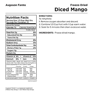 Augason Farms Freeze Dried Diced Mango 9.52 oz No. 10 Can