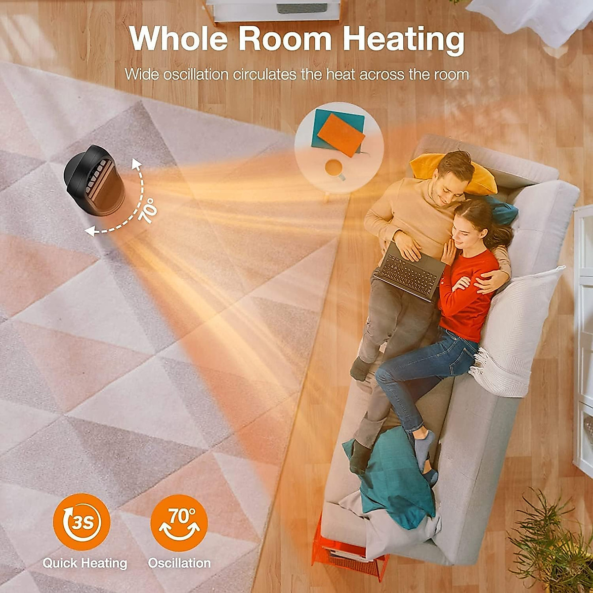 GiveBest 22'' Portable Tower Space Heater 1500W Ceramic Oscillating Electric Room Heater, 3 Modes, Remote Control, with Thermostat and Timer, Overheat & Tip-Over Protection for Bedroom, Office, Indoor