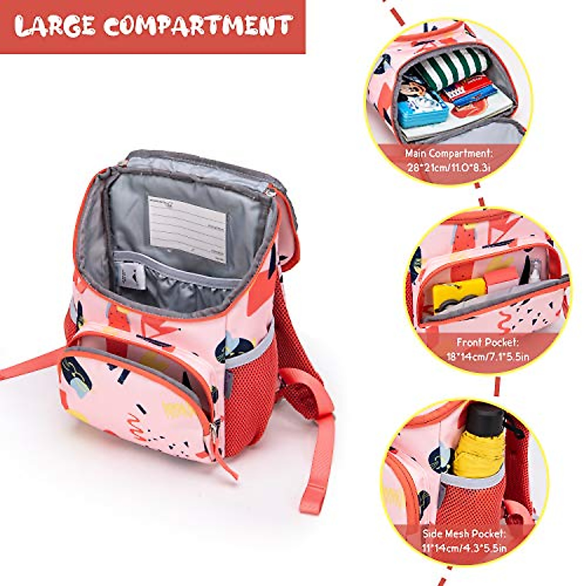 MOUNTAINTOP Toddler Backpack for Kids Boys Girls, Daycare Kindergarten Preschool Nursery Children Bag Removable Chest Strap