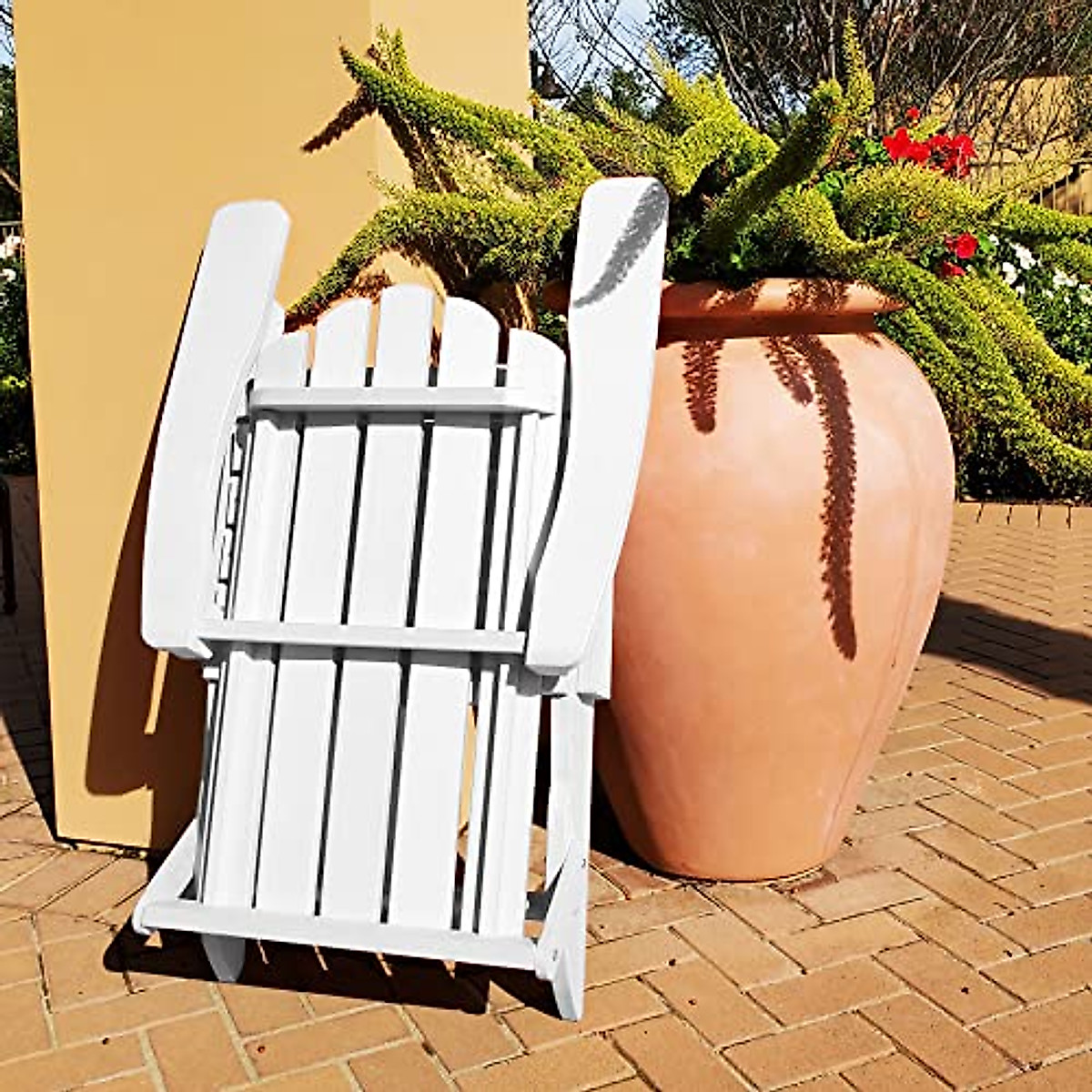 PolyTEAK Folding Adirondack Chair, Premium Weather Resistant Poly Lumber, Outdoor Patio Furniture, Up to 300 lbs, Plastic Adirondack Chairs for Patio Garden Fire Pit, Classic Collection - White