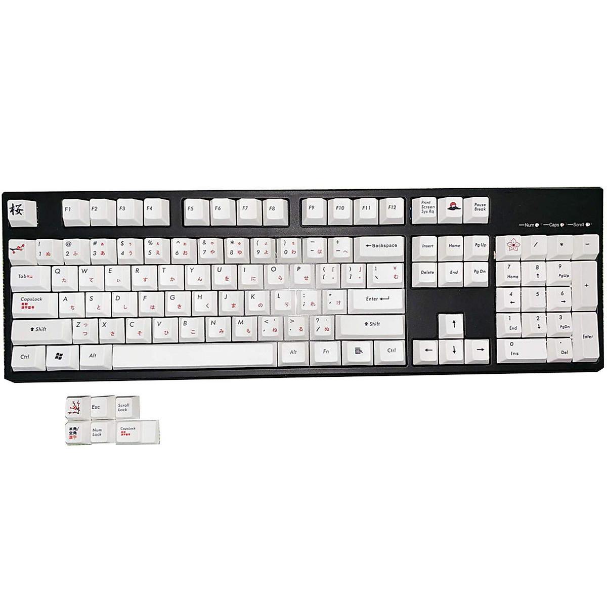 104 Keys Sakura Japanese Cherry Profile PBT Keycaps Top Printed Dye Sublimation Switch ANSI Layout for Cherry RGB MX Mechanical Keyboard Gaming Replace