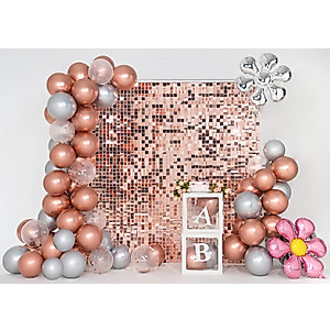 Kate Square Rose Gold Sequin Panels for Shimmer Wall Backdrop Decoration Birthday Wall (Pack of 12)