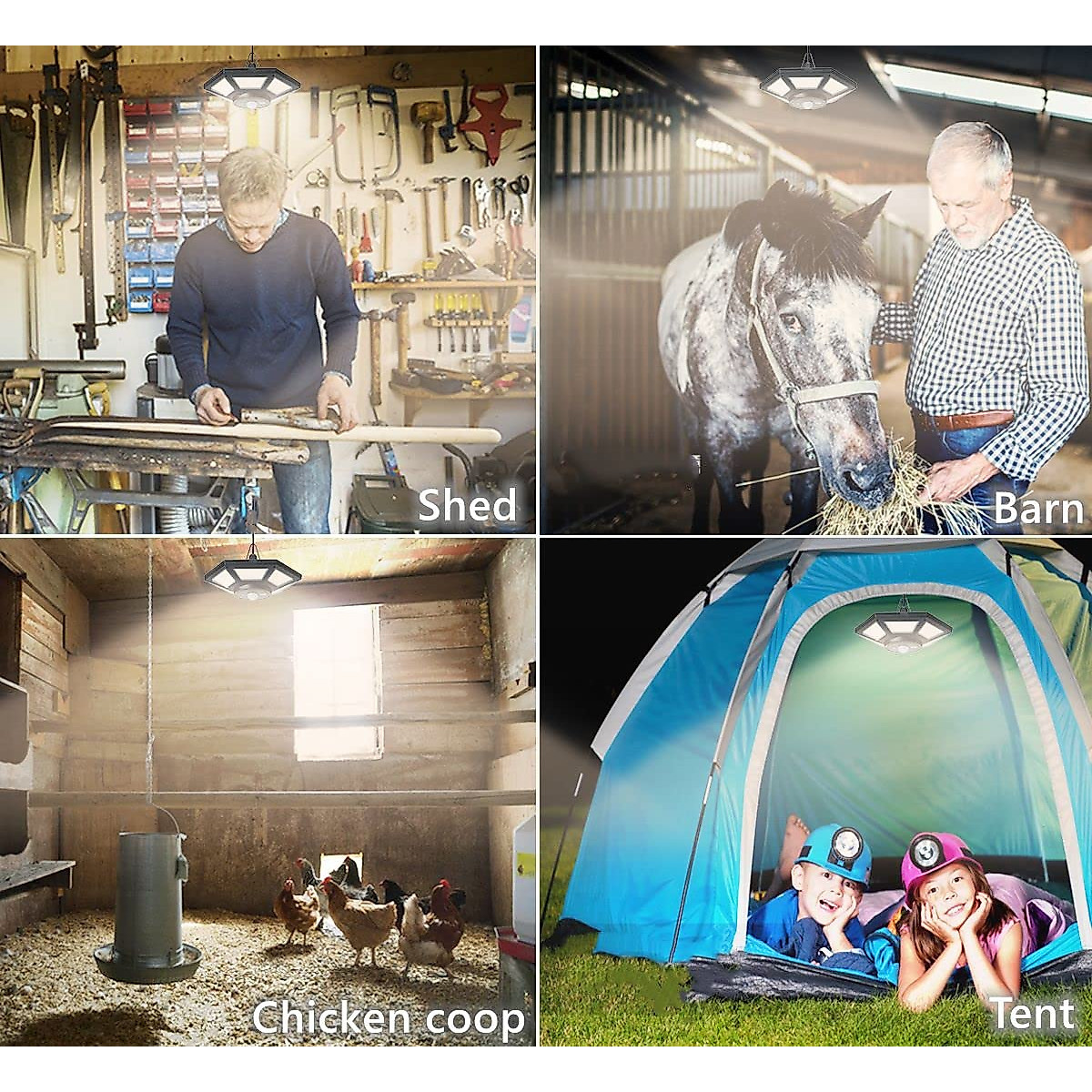 HULPPRE 2pack Solar Shed Light 4+1 Leaves 136Leds Brighter Solar Light Indoor&Outdoor with Remote,IP65 Waterproof Barn/Chicken Coop/Workshop/Ceiling/Pendant Light for Patio,Garden,Yard,Gazebo