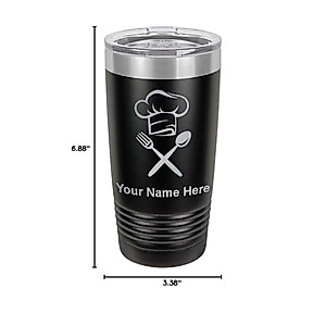 LaserGram 20oz Vacuum Insulated Tumbler Mug, Chef Hat, Personalized Engraving Included (Black)