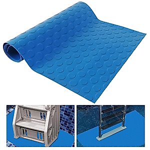 YESEEM Large Swimming Pool Ladder Mat, 15"x39" Protective Non-Slip Pool Step Pad for Above Ground Swimming Pools Liner and Stairs (Blue, Round Texture)