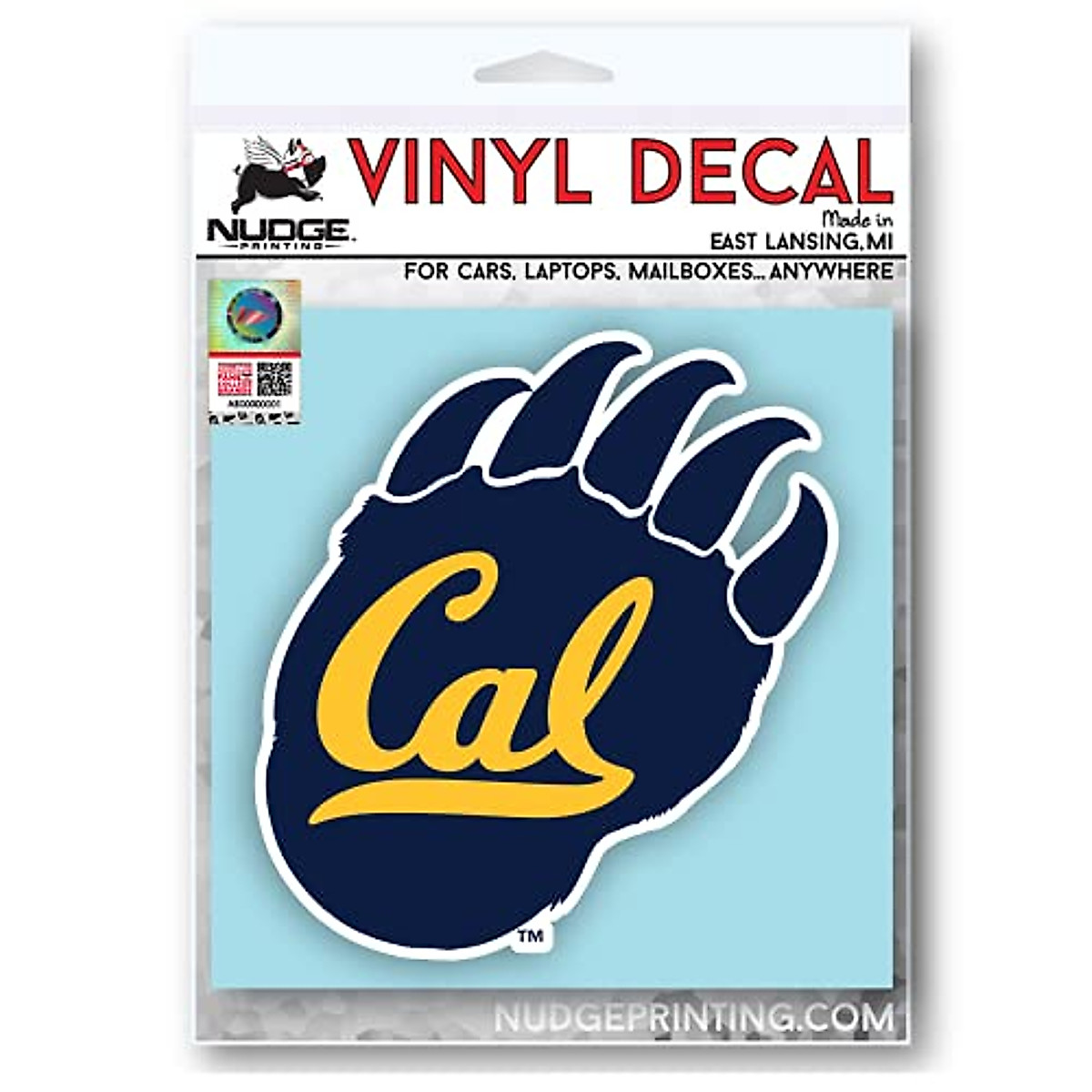 Nudge Nudge Printing University of California Berkeley Sticker Golden Bears Paw and Cal Footprint Logo Car Decal Heavy-Duty Officially Licensed NCAA Vinyl for Bumpers, Window, Laptops, or Coolers