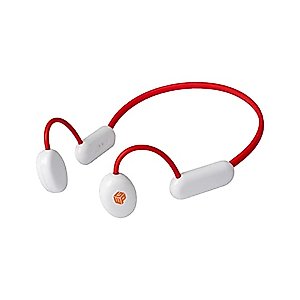 WGP Kids Headphones, Bluetooth 5.3 Wireless Air Conduction Open Ear Headphones with Microphone, IPX4 Waterproof, 12H Playtime Headset for iPad Tablet Home School (Red)