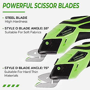 walowalo Electric Fabric Scissors Box Cutter 2 Rechargeable Batteries 2 PCS Blades for Crafts Sewing Cardboard Scrapbooking Leather 4V Li-Ion Power Cordless Shears Cutting Tool (Fast Charge Version)