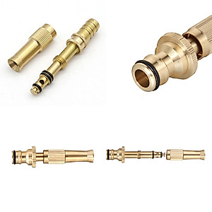 RecDec 2 Pack High Pressure Hose Nozzle Brass Adjustable Twist Spray Sprinkler Heavy Duty Quick Connect Jet Sweeper Spout for Water Gun Tap Spigot Garden Hose Connector Fittings Pipe