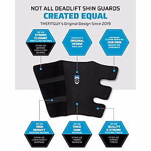 THEFITGUY Weightlifting 5mm Deadlift Shin Guards, EasyWear - No Need to Take Off Shoes, Wear Over Skin, Socks, Training Pants and Tights, Ultimate Shin Protection (Pair)