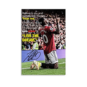 Sports Soccer Star Marcus Rashford Motivational Signed Poster Classic Inspirational Modern Home Living Room HD Picture Printing Decoration Gift. Unframe-style, 12x18inch(30x45cm)
