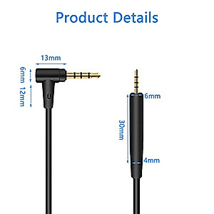 Replacement Audio Cable Cord for Bose QC25, QC35, QuietComfort 25, QuietComfort 35, OE2,OE2i, On-Ear 2 Headphones Inline Mic/Remote Control – Black