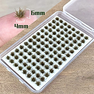 208 Pcs Static Grass Model Grass Tufts Railway Artificial Grass Miniature Grass Tuft Terrain Kit for DIY Model Railway Fairy Garden Diorama Scenery (Set D)