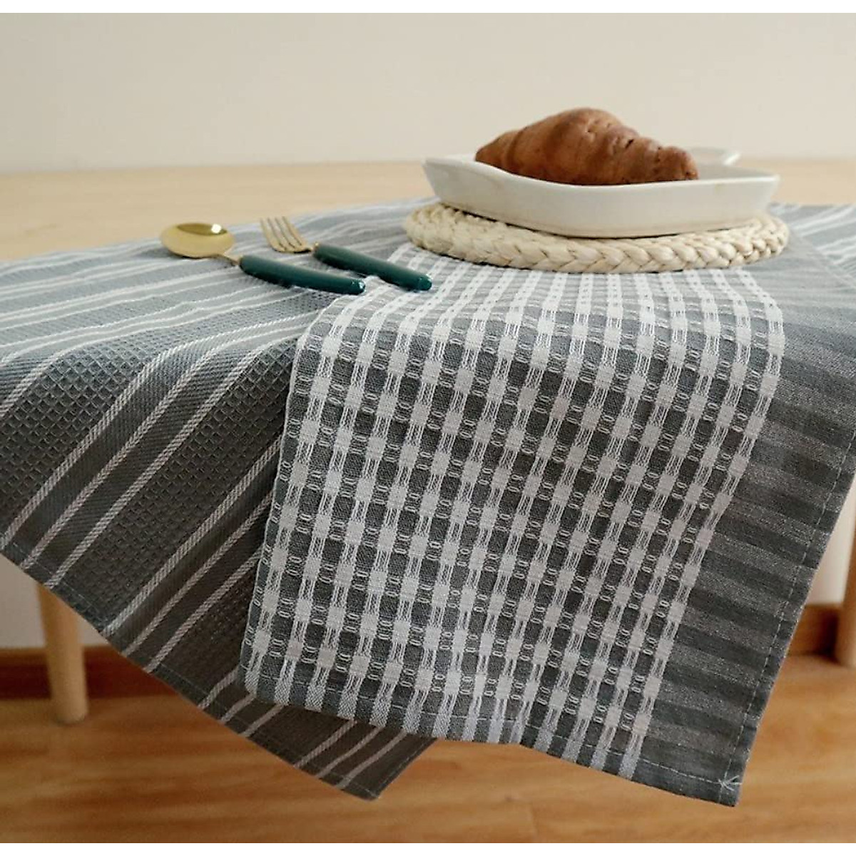 100% Cotton Waffle Tea Towels Pack of 3 Set Trendy Stripes Dish Towels for Kitchen Pack of 3 Kitchen Tea Towel Set 17x25 in