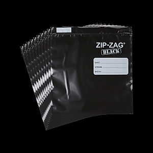 Zip Zag Bag Black (1/2 LB) 10x Large Zip Lock Bags (10.5" x 11") | Say Goodbye to Stale Herbs And Spices With Food Safe Zipper bags | Resealable, Reusable, Washable and Airtight Zipper Bags
