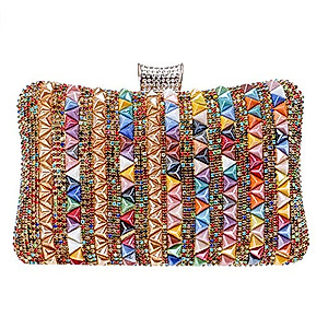 KAXIDY Fashion Pearls Beaded Evening Bag, Handbag Clutch Purses Bag Gold/Multicolor
