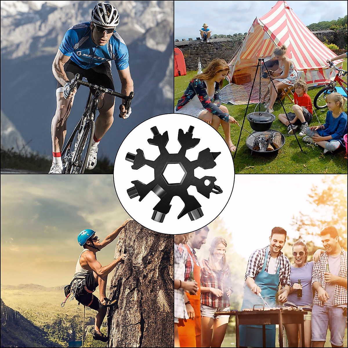 Stocking Stuffers for Men, 18 in 1 Snowflake Multitool, 2 Pack Christmas Men Dad Gifts, Cool Gadgets Hand Multi Tool Outdoors Camping Portable Bottle Opener Flat Screwdriver Kit Wrench