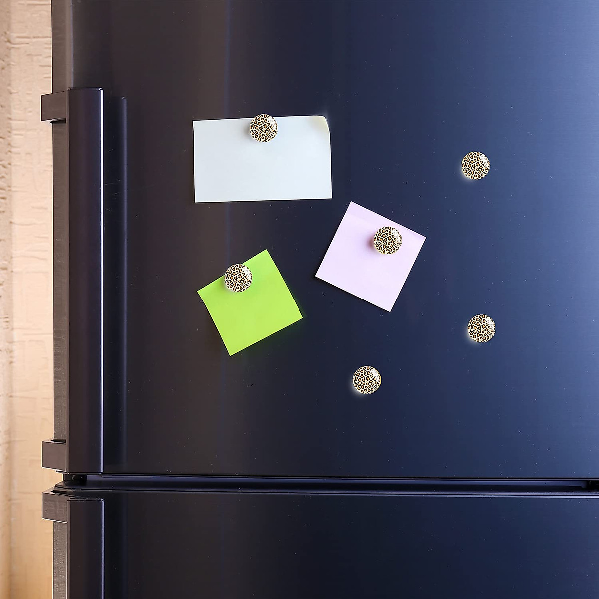 kasader Round Refrigerator Magnets Glass Fridge Magnets Decoration for Fridge Office Calendar Whiteboard Photo Cabinet 6 Pcs - Leopard Print, 1.18in/3cm