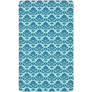 Damask Themed Fitted Crib Sheet,Standard Crib Mattress Fitted Sheet Soft Toddler Mattress Sheet Fitted - Baby Crib Sheets for Girl or Boy,28“ x52“,Seafoam Blue