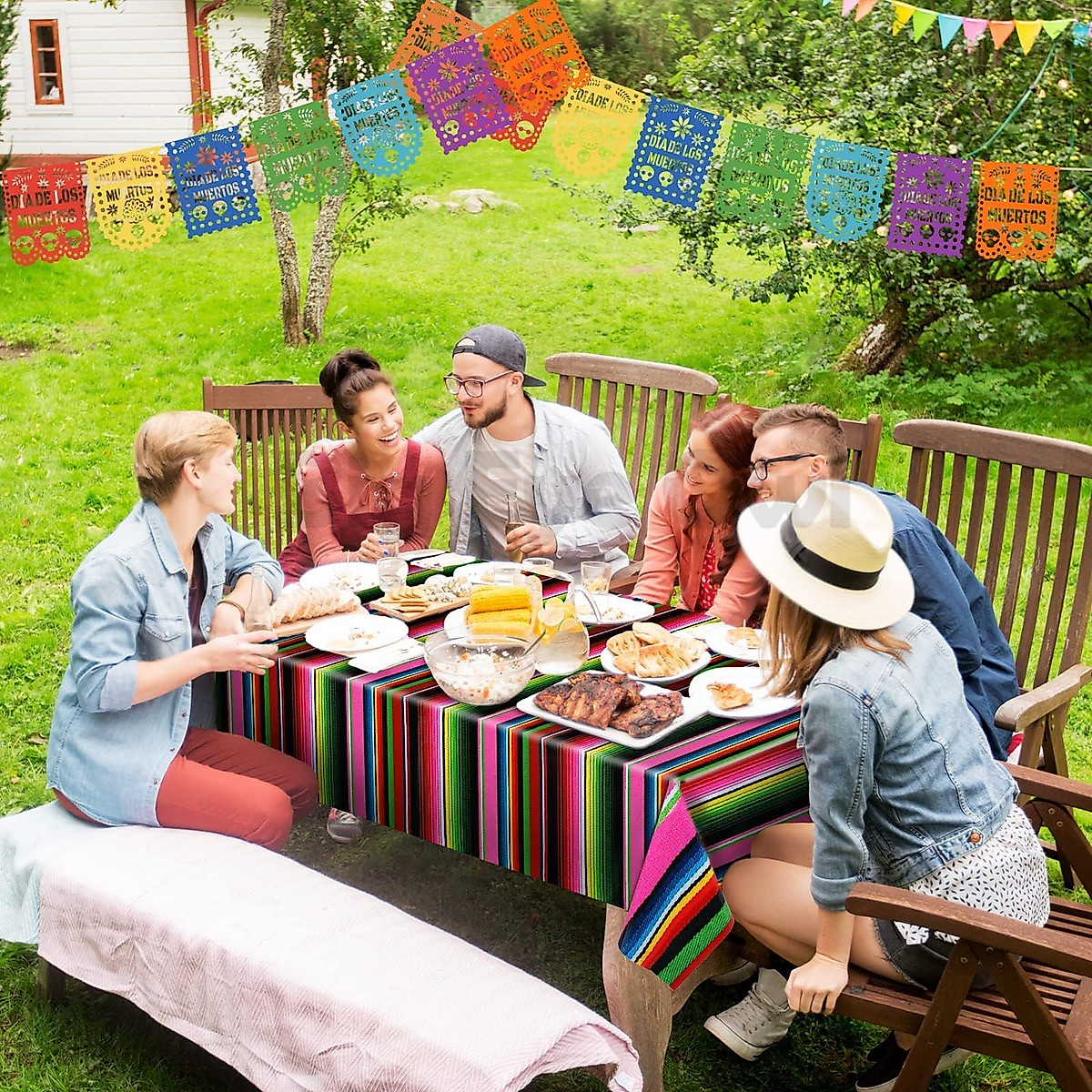 Mexican Fiesta Tablecloth Birthday Party Decorations Plastic Tablecover Mexico Disposable Table Cover Cinco De Mayo Themed Party Supplies Rectangle 54 * 108 Inch