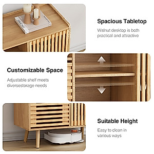 FiveWillowise Storage Cabinet, 31.5" Buffet Cabinet with Storage, Sideboard Coffee Bar Cabinet with Silding Door for Living/Dining Room, Kitchen, Hallway, Natural