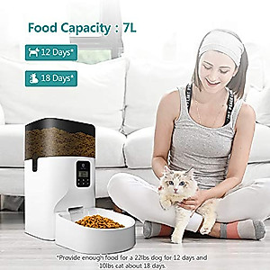 Automatic Cat Feeder, 7L Food Dispenser for Cats and Dogs, Portion Control, Voice Recorder, Programmable Timer for up to 4 Meals per Day