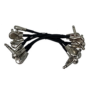 Tetra-Teknica PC-P-06 Low-Profile Right Angle Guitar Patch Cable, 6 inch, Pancake Style TS Connector, 6 per Pack