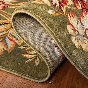 SAFAVIEH Lyndhurst Collection Runner Rug - 2'3" x 6', Sage, Traditional Floral Design, Non-Shedding & Easy Care, Ideal for High Traffic Areas in Living Room, Bedroom (LNH326B)