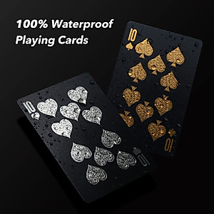 INTEGEAR 2 Decks of Playing Cards, Gold 3D Embossed Patterned Poker Cards Plastic PET Waterproof Playing Cards Luxury Magic Trick Game Tool Gift Reusable Party Decoration