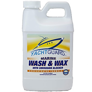 YachtGUARD Marine Wash N Wax - Soap and Wax Concentrate Boat Cleaner for Wet and Dry Vehicles, Detail Spray Safe Enough for All Boat Parts and Multi Surfaces, Biodegradable (64 Oz Bottle)
