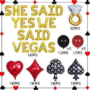 LaVenty 16 PCS She Said Yes We Said Vegas Balloon Las Vegas Bachelorette Party Decorations Casino Bachelorette Bridal Shower Balloons Garland
