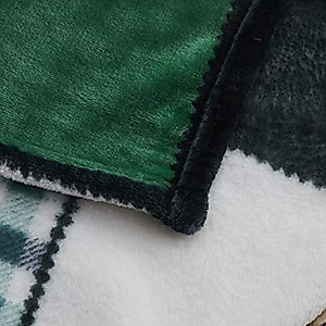 Tache Forest Green Farmhouse Super Soft Micro Fleece Plaid Patchwork Plush Lightweight Dual-Sided Decorative Couch, Sofa, Travel, Lap, Bed Throw Blanket, 50x60