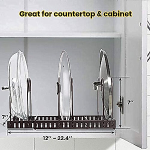 BBLHOME Pots and Pans Organizer 10 Adjustable Dividers Pot Lid Organizer Rack, Expandable Pan Holder for Kitchen Counter and Cabinet