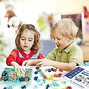 Atoylink 66 PCS Lacing Beads Montessori Toys for Toddlers with Lacing Board Wooden Primary String Threading Beads Animal Letters Numbers Lacing Toy Preschool Educational Toy for 3 4 5 6 7 8 Years Old