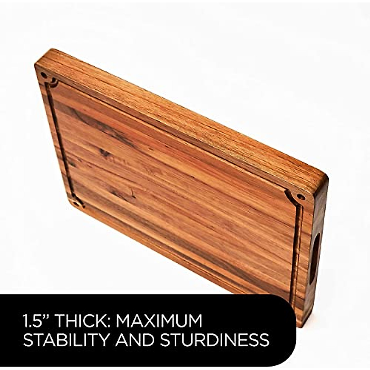 Premium Large Acacia Wood Cutting Board for Kitchen. 1.5in Extra Thick Chopping Board with Juice Groove. Non slip Reversible Butcher Block Countertop & Charcuterie Board gift set