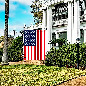 HOOSUN Garden Flag Stand Holder Pole Easy to Install Strong Sturdy wrought iron Fits 12.5" x 18" Mini Flag with 1 Tiger Clip Curved hook with S type (1)