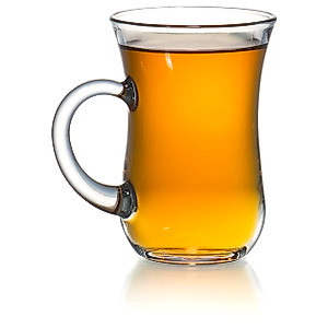 Red Co. Original Turkish Tea Glasses with Handles, 4 3/4 Ounce - Set of 6, Small