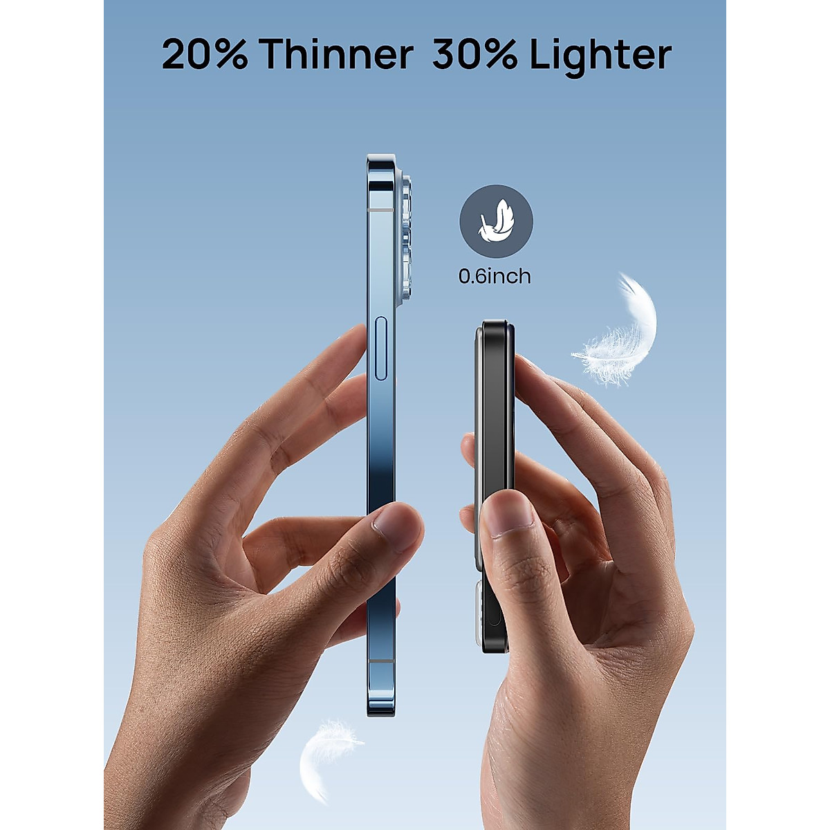 Wireless Magnetic Power Bank,2 Pack 𝟏𝟎𝟎𝟎𝟎𝐦𝐚𝐡 Battery Pack with Super Magnetic,USB A&C,for Magsafe,Mini Wireless Portable Charger Compatible with iPhone 15/14/13/12 Series,Black and Off-white