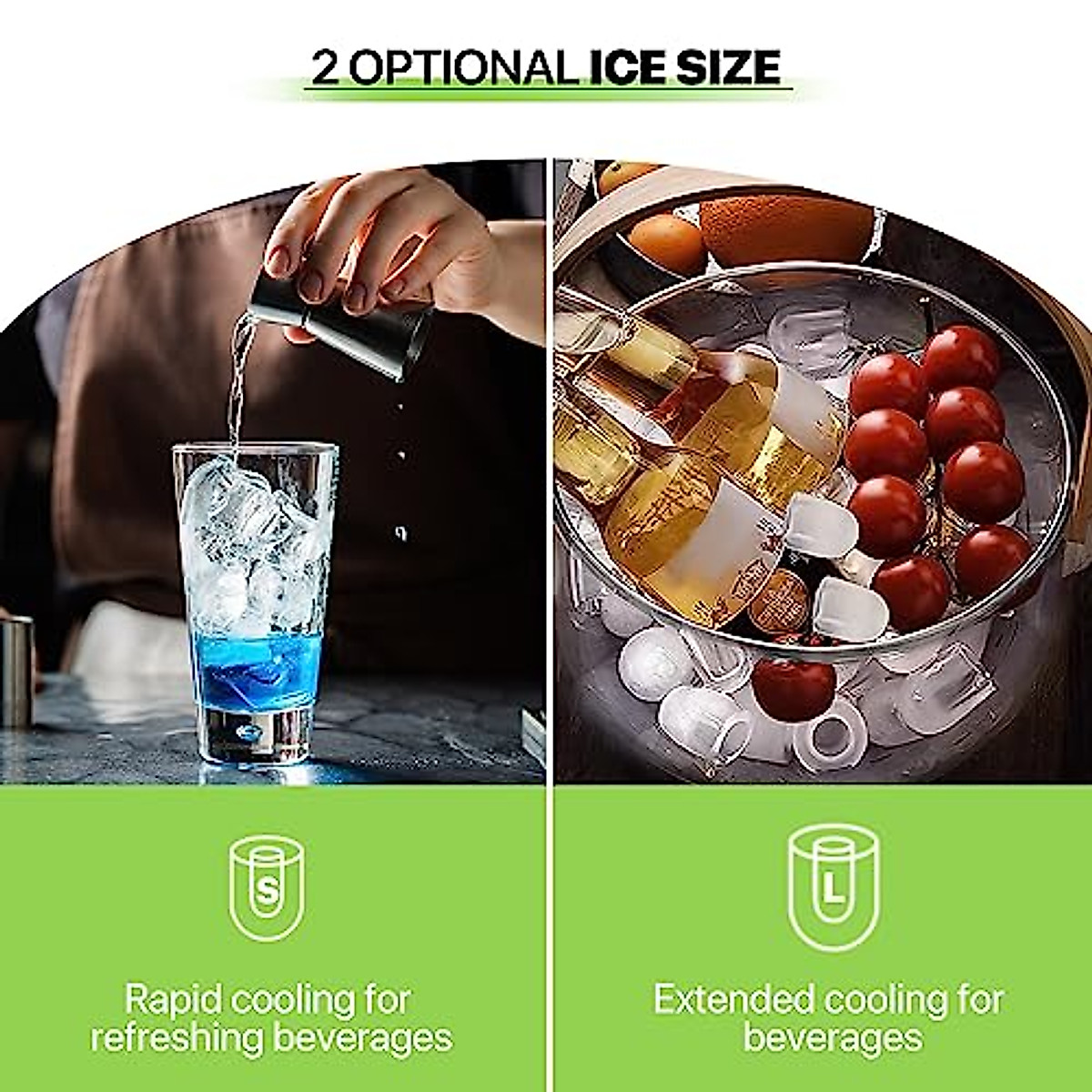 Magshion Ice Maker Countertop with Self-Cleaning, 26lbs/24H, Bullet-Shaped Ice (2 Sizes), Digital Display & Timer, 1.8lbs Ice Storage Capacity, Ice Cube Maker Machine for Home & Kitchen (White)