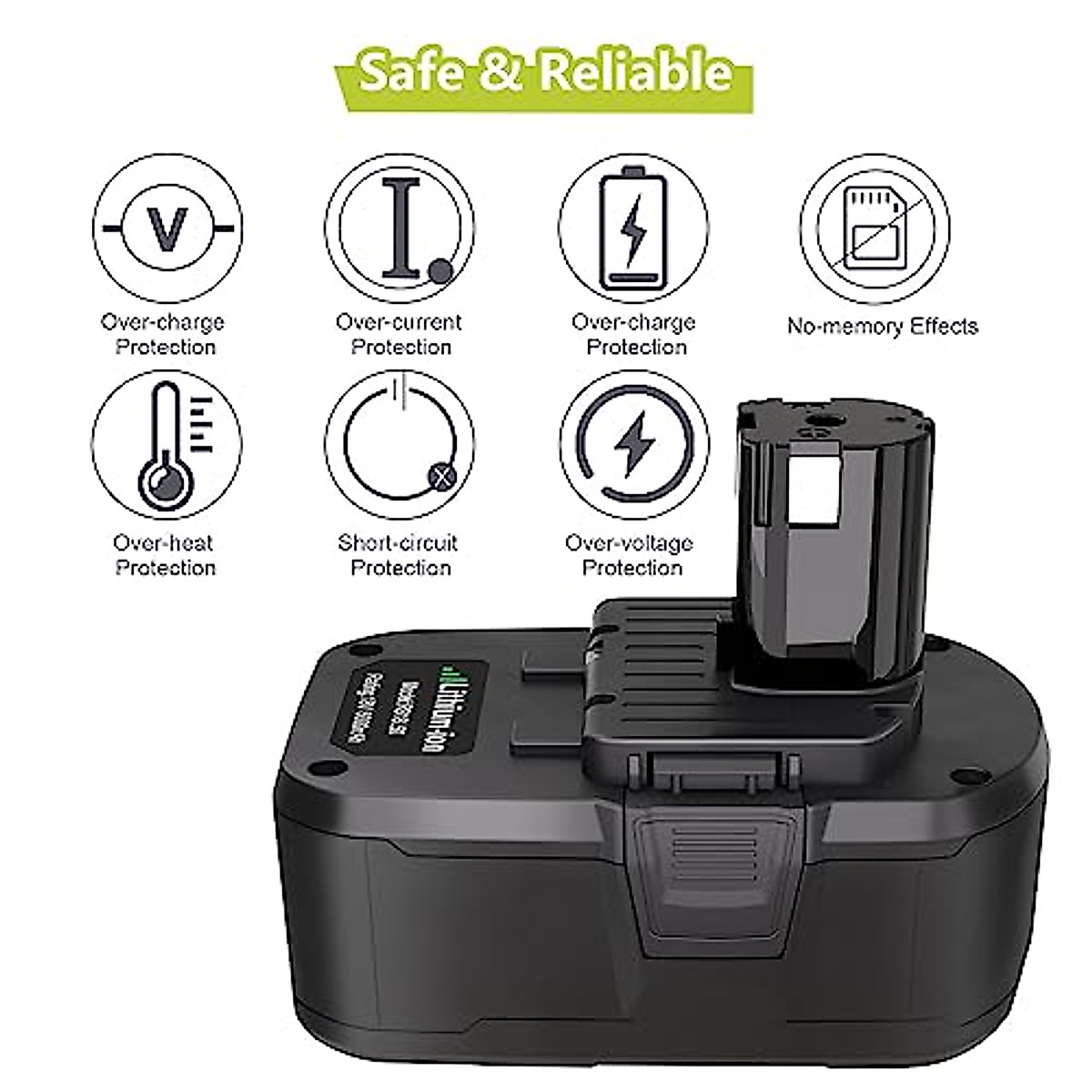 KUNLUN 2Pack 6.0Ah 18-Volt Replacement for Ryobi 18V Lithium Battery ONE+ Plus P108 P102 P103 P104 P105 P107 P109 P122 PBP005 RB18L50 Cordless Power Tools