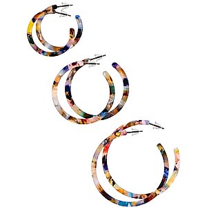 Jovitec 3 Pairs Tortoise Shell Hoop Earrings Acrylic Resin Earrings Mottled Earrings Jewelry for Women Favors (Style 5)