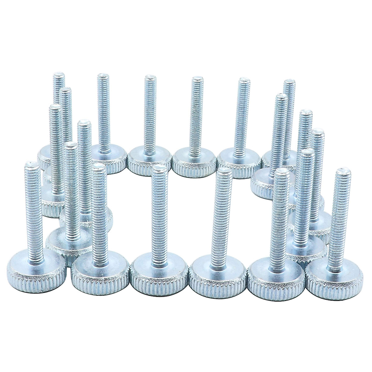 LBY 30pcs Knurled Hand Screw, M3 x 20mm Flat Knurled Head Fully Threaded Thumb Screws(Single Layer Step), Carbon Steel Galvanize