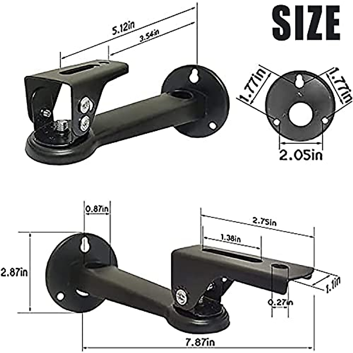 2-Be-Best Mini Projector Wall Mount Angle Adjustable Projector Mount Length 7.87 in / 20 cm Thread 1/4" M4 M6 Rotation 360° as Projectors CCTV DVR Cameras Camcorder Mount for Office School Home Black