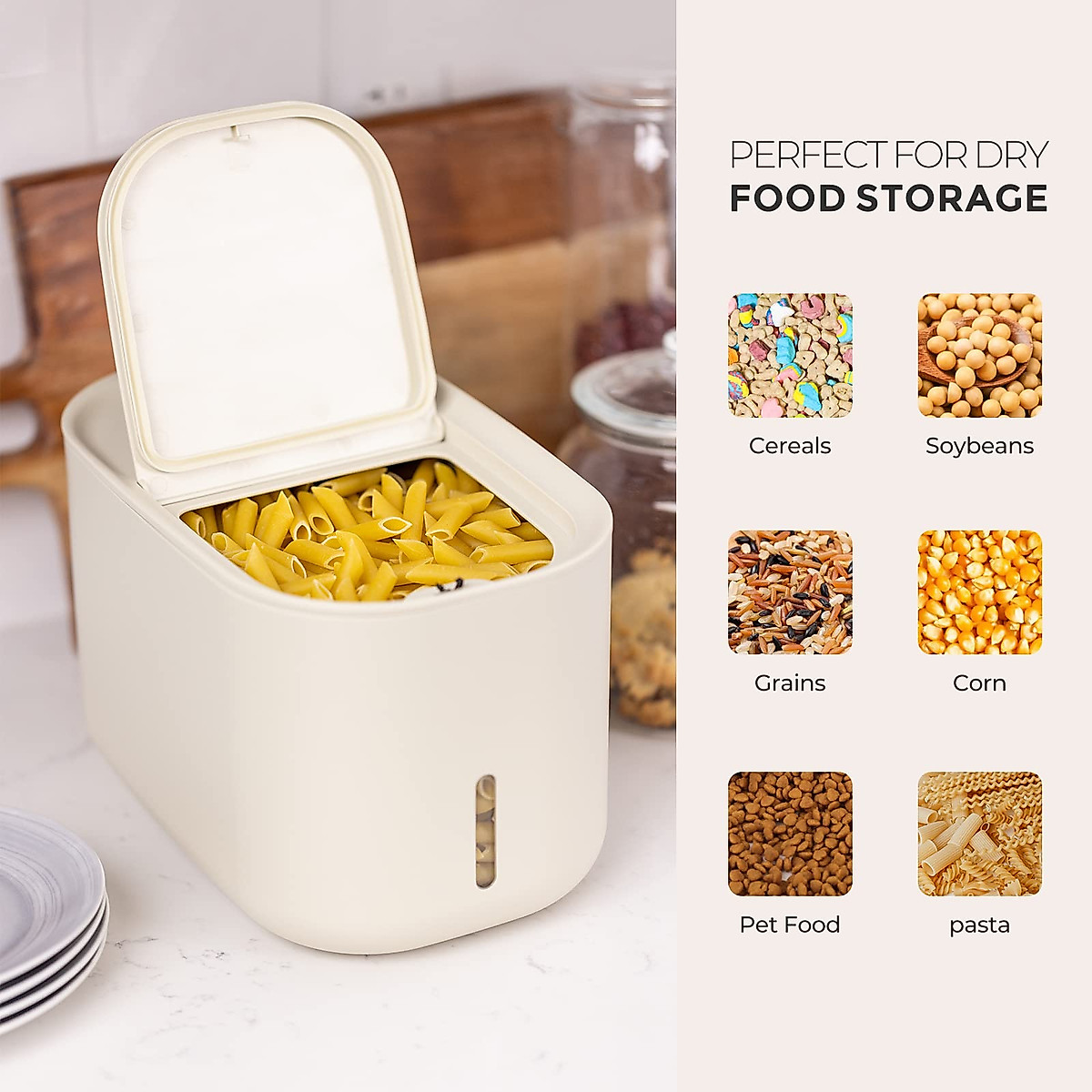 Zuutii Food Storage Container,Rice Container, Dry Food Storage, Pet Food Dispenser, 6.9Qt Large Storage Bin with Lid,Silicone Sealed & Moisture Proof, for Grain Cereal Soybean Corn