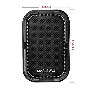 MASLEVAU Anti Slip Pad Phone Holder for Car, Reusable Anti Slip Dashboard Pad with Heat Resistant and Damage Free Sticky Silicone Pads for Sunglasses, Keys, Coins,Card and More (MAS02)