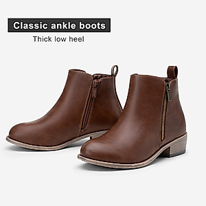 Jeossy Women's Ankle Boots, Classic Low Heeled Short Booties, 905 - Whisky, Size 8.5 US - Casual Comfortable Boots (DJY905 Whisky 08.5)