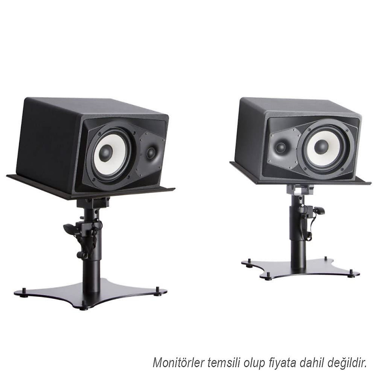 On-Stage SMS4500-P Clamp-On Studio Monitor Speaker Stands: Height-adjustable (9"-12.5"), locking pin for security, steel construction, nonslip rubber feet. Table/desk use, black finish. Pair.