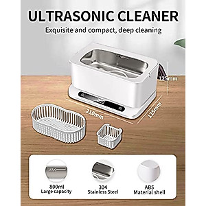 GERCY Ultrasonic Jewelry Cleaner, 800ml Sonic Cleaner Machine with 4 Digital Timer for Eyeglasses, Silver, Rings, Watches, Razors, Coins, Makeup Brushes for Gifts